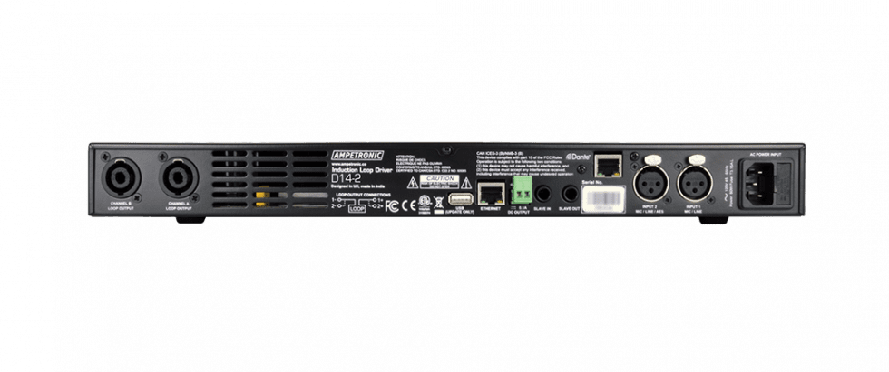 D14-2 Dante - networkable DSP hearing loop driver from Ampetronic